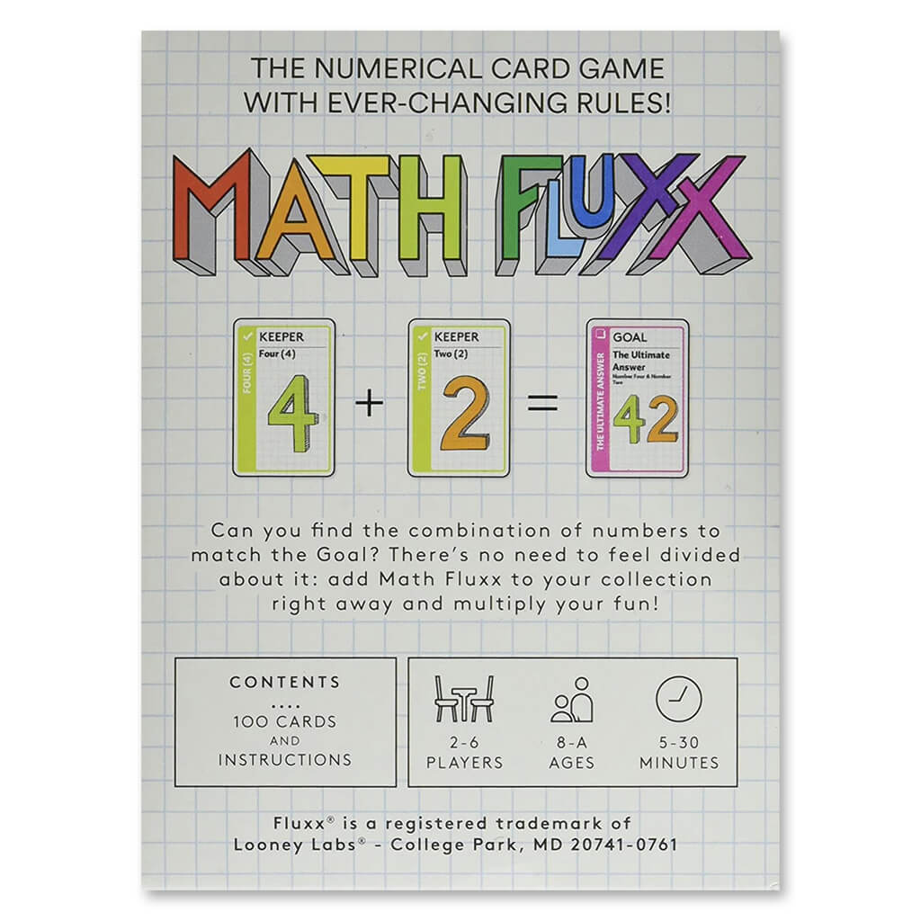 Math Fluxx Card Game - Looney Labs - Steam Rocket